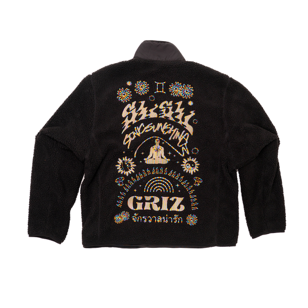 GRiZ "Sonic Sunshine" Polar Fleece Zip Jacket in Night Rainbow Colorwa ...